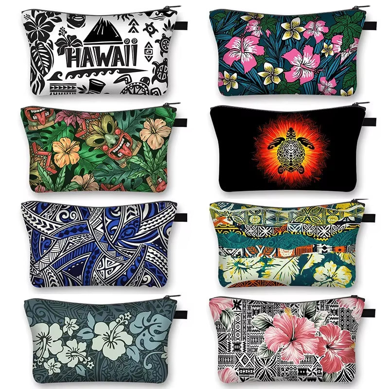 Hawaiian Turtle Print Cosmetic Case Women Polynesian Traditional Triba ...